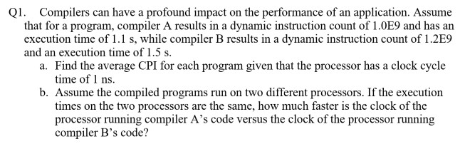 Solved Q1 Compilers Can Have A Profound Impact On The