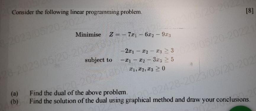 Solved Consider the following linear programming problem. | Chegg.com