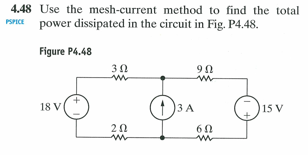 Solved 4.48 ﻿Use the mesh-current method to find the total | Chegg.com