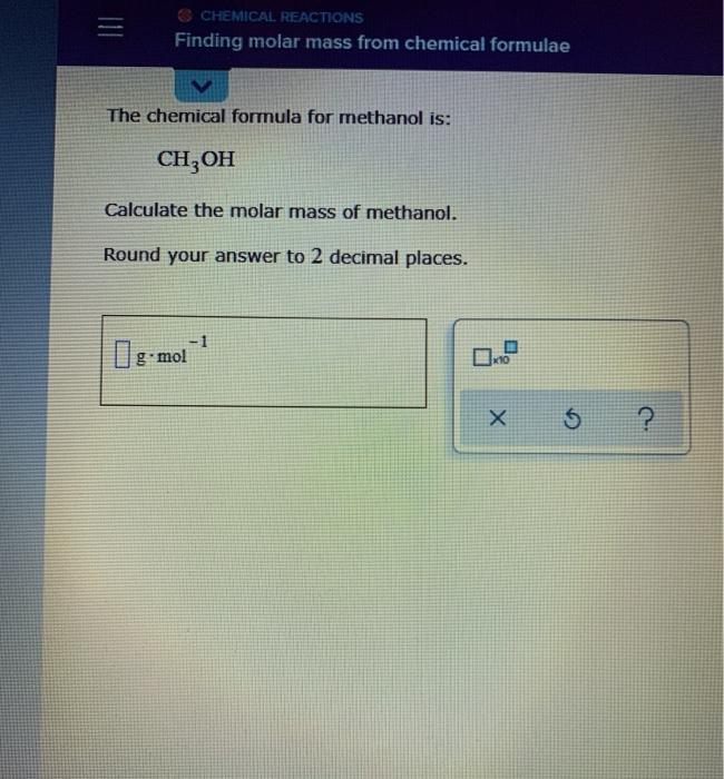 Solved CHEMICAL REACTIONS Finding molar mass from chemical | Chegg.com