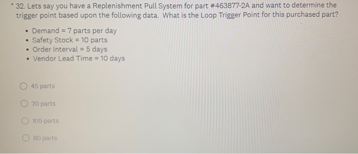 Solved * 32. Lets say you have a Replenishment Pull System | Chegg.com