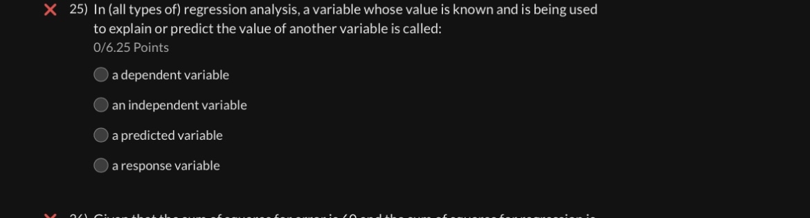 Solved In (all types of) ﻿regression analysis, a variable | Chegg.com