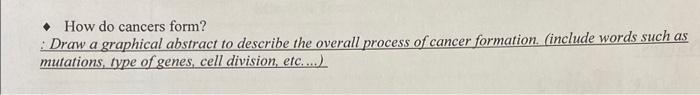 Solved How do cancers form? : Draw a graphical abstract to | Chegg.com