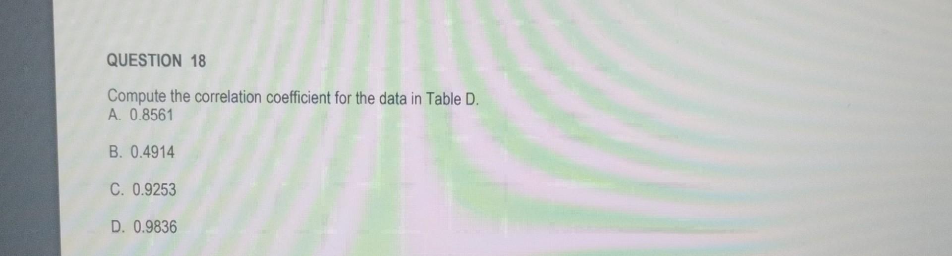 Question 18 Compute The Correlation Coefficient For 7967