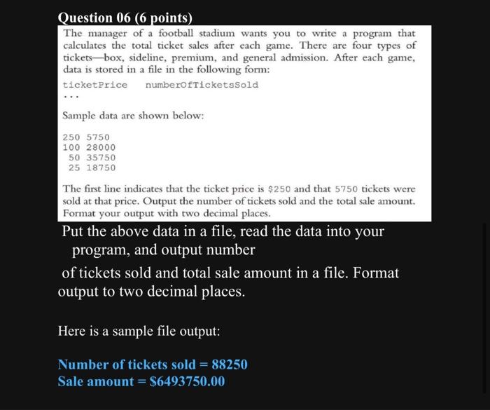 Solved Question 06 (6 points) The manager of a football | Chegg.com