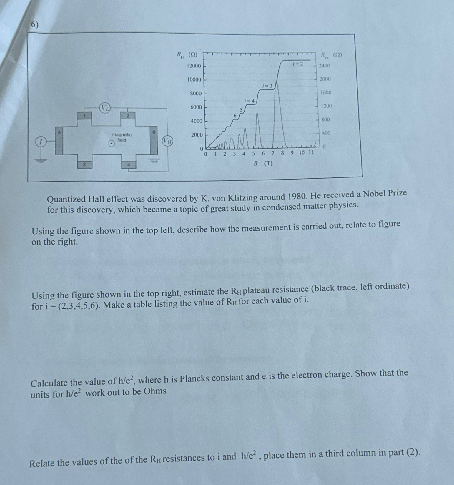 Solved Quantized Hall effect was discovered by K. ﻿von | Chegg.com