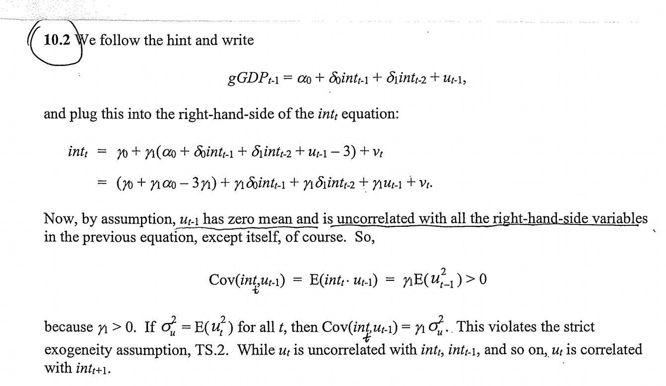 Solved by an EXPERT 10.2 ﻿We follow the hint and writEgGDPt-1=( | Chegg.com