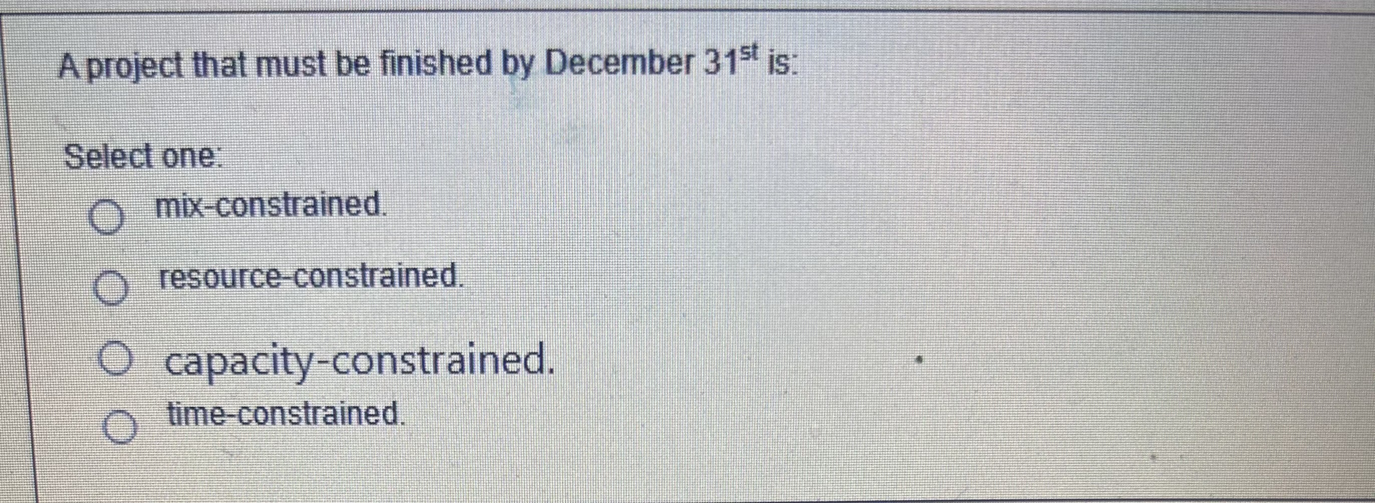 Solved A project that must be finished by December 31st | Chegg.com