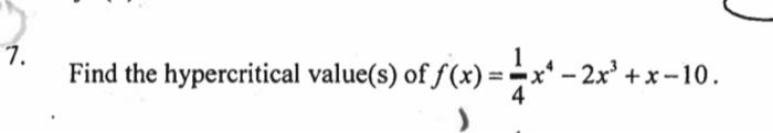 Solved Find the hypercritical value(s) of | Chegg.com