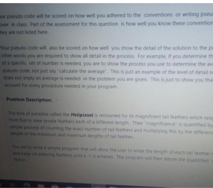 Solved Jur pseudo code will be scored on how well you | Chegg.com
