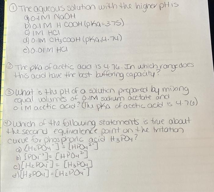 Solved Three buffers are prepared by combining a 1 M | Chegg.com