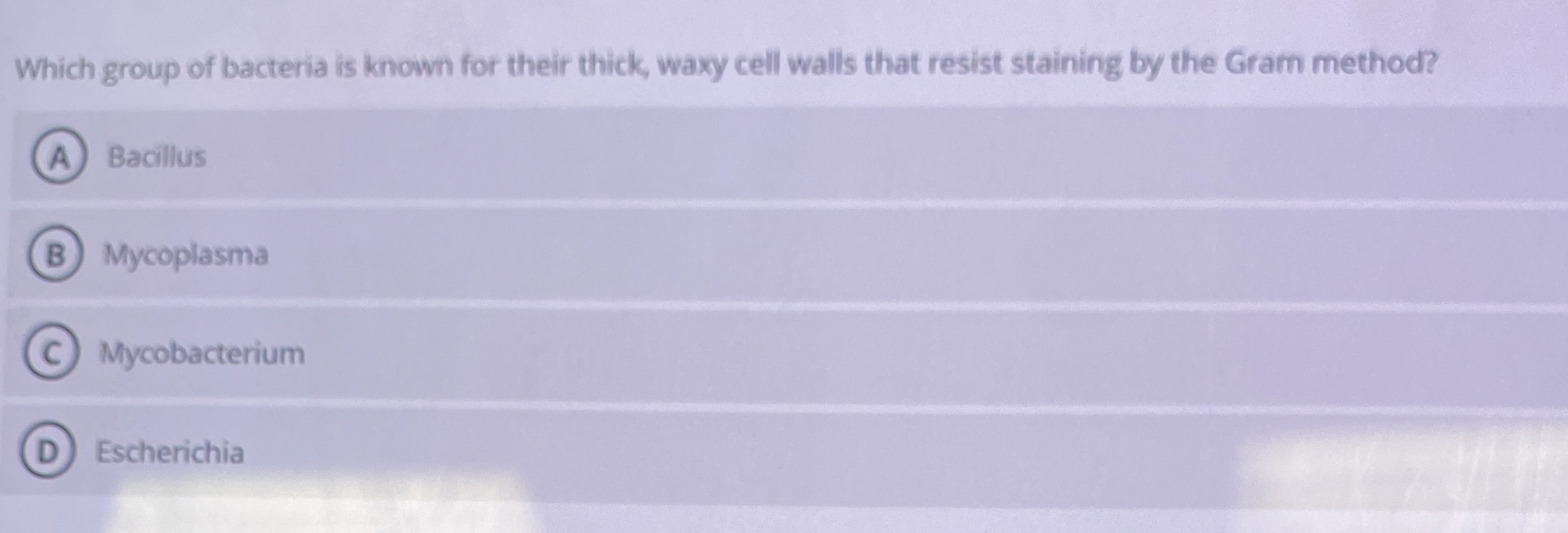 Solved Which group of bacteria is known for their thick, | Chegg.com