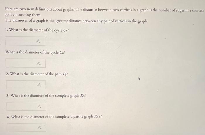 Solved Here are two new definitions about graphs. The | Chegg.com