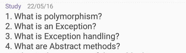 Solved Study 22/05/16 1. What is polymorphism? 2. What is an | Chegg.com
