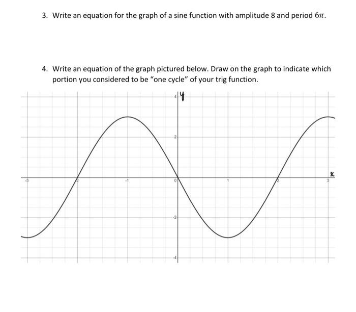 Solved 3. Write an equation for the graph of a sine function | Chegg.com