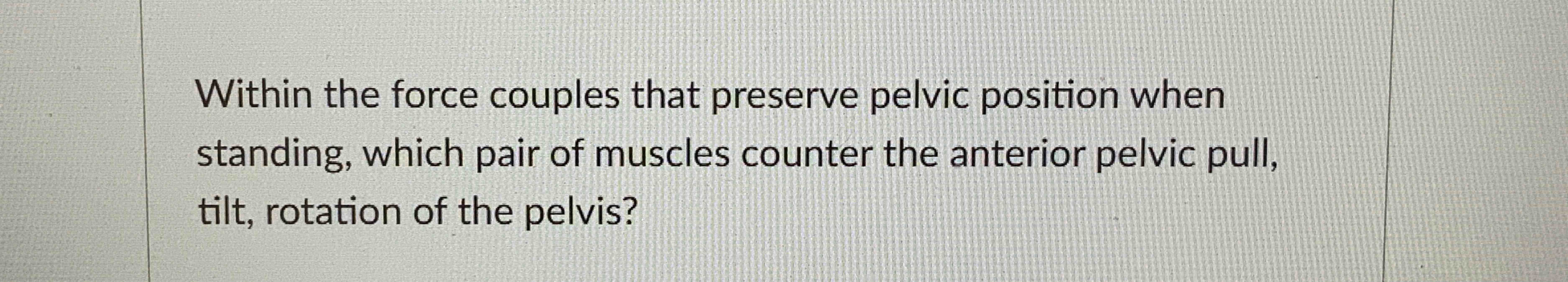 Solved Within the force couples that preserve pelvic | Chegg.com