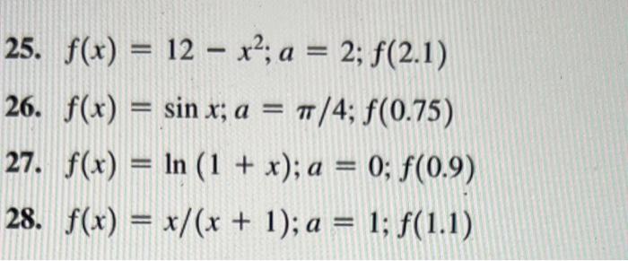 Solved II 25-36. Linear approximation a. Write the equation | Chegg.com