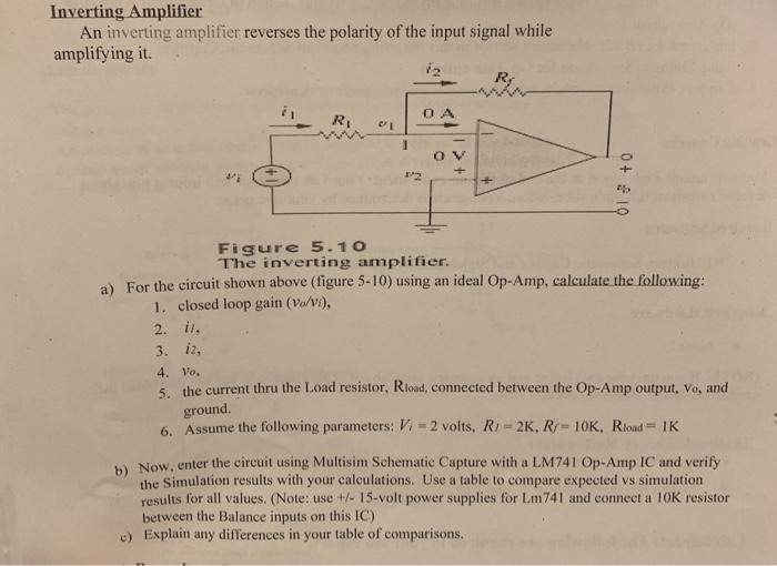 Solved Inverting Amplifier An inverting amplifier reverses | Chegg.com