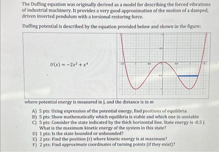 Solved The Duffing equation was originally derived as a | Chegg.com