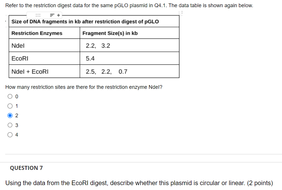 Solved Using the data from the EcoRI digest, describe | Chegg.com