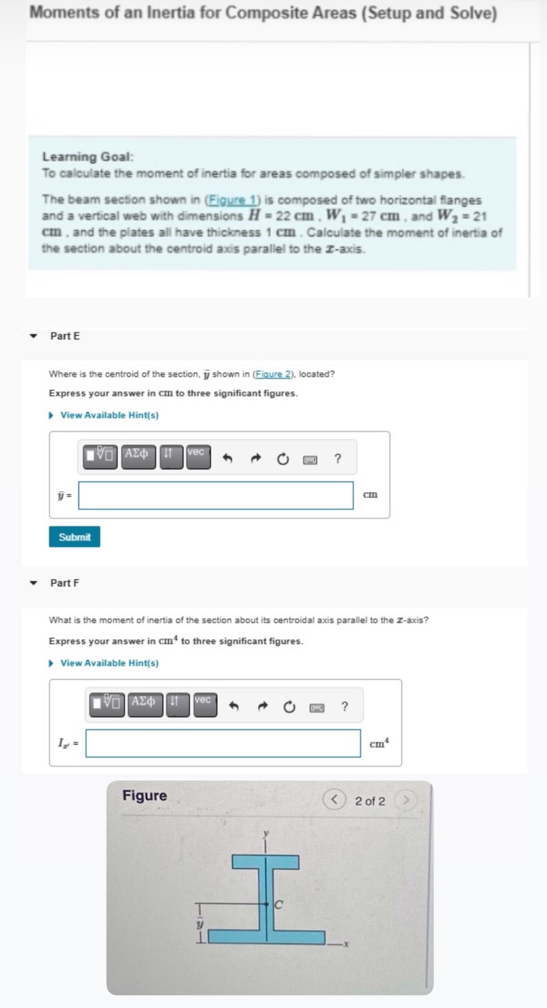 Solved Moments of an Inertia for Composite Areas (Setup and | Chegg.com