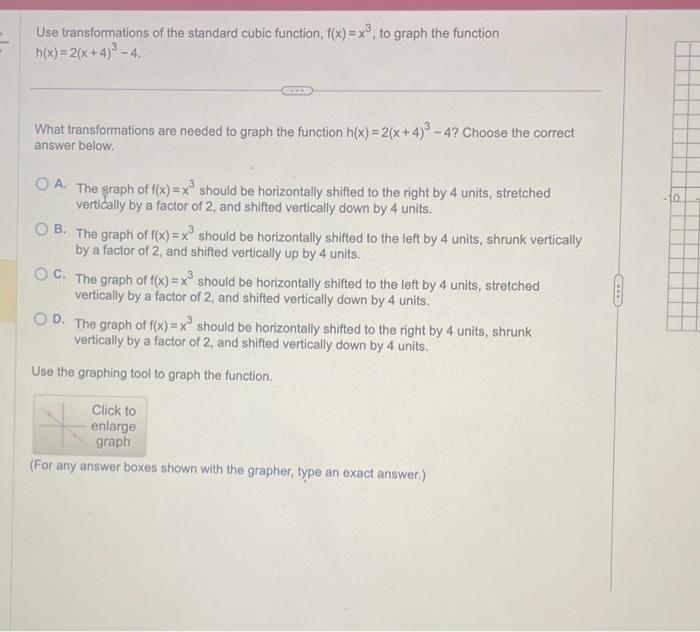 Use transformations of the standard cubic function, | Chegg.com