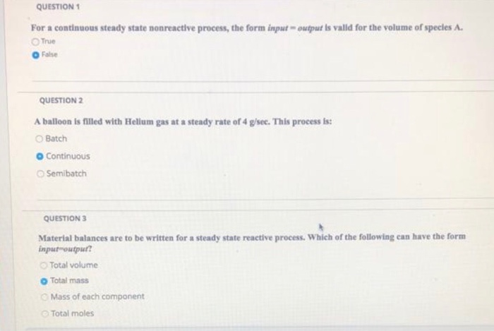 Solved QUESTION 1 For a continuous steady state nonreactive | Chegg.com