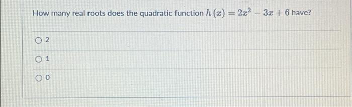 Solved How many real roots does the quadratic function | Chegg.com