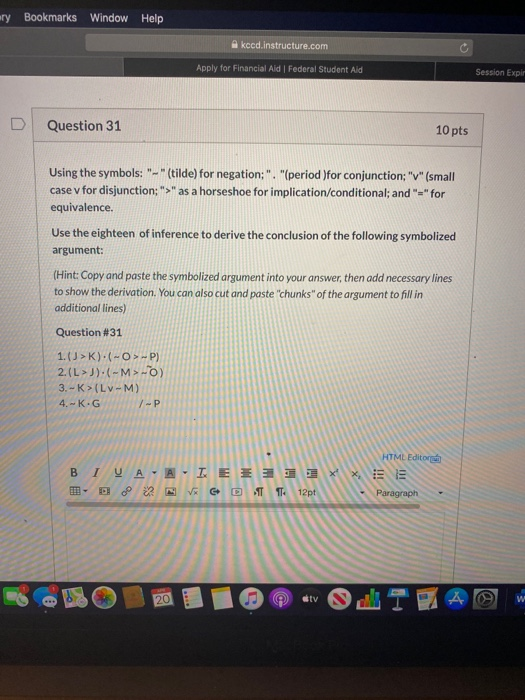 Solved iry Bookmarks Window Help kocd. instructure.com Apply | Chegg.com
