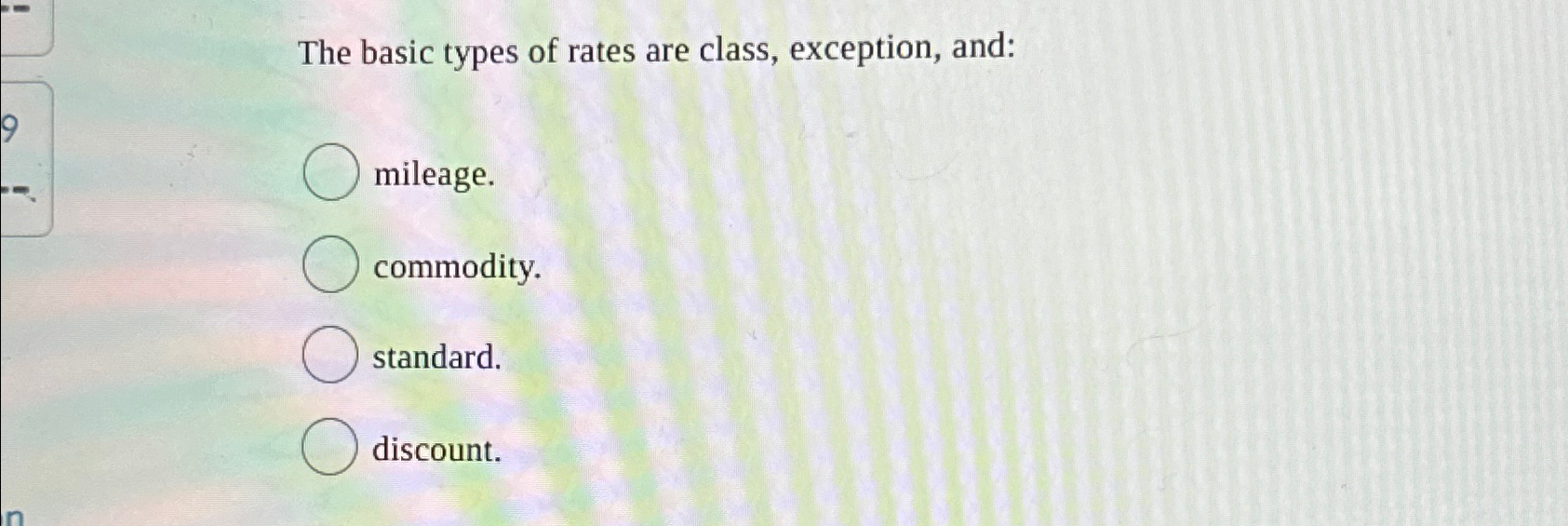 Solved The basic types of rates are class, exception, | Chegg.com