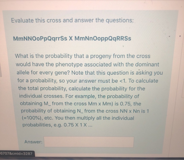 Solved Evaluate this cross and answer the questions: | Chegg.com