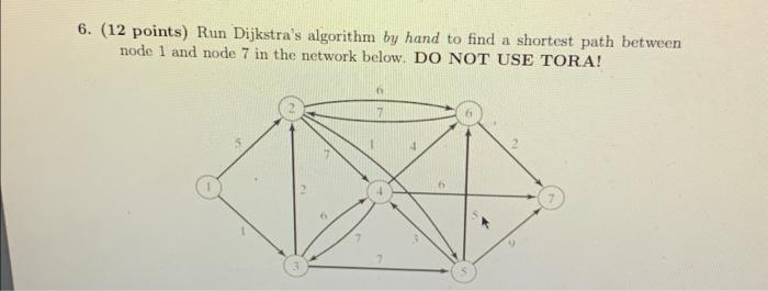 Solved 6. (12 points) Run Dijkstra's algorithm by hand to | Chegg.com