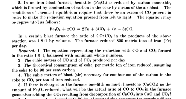 Solved In an iron blast furnace, hematite (Fe2O3) ﻿is | Chegg.com