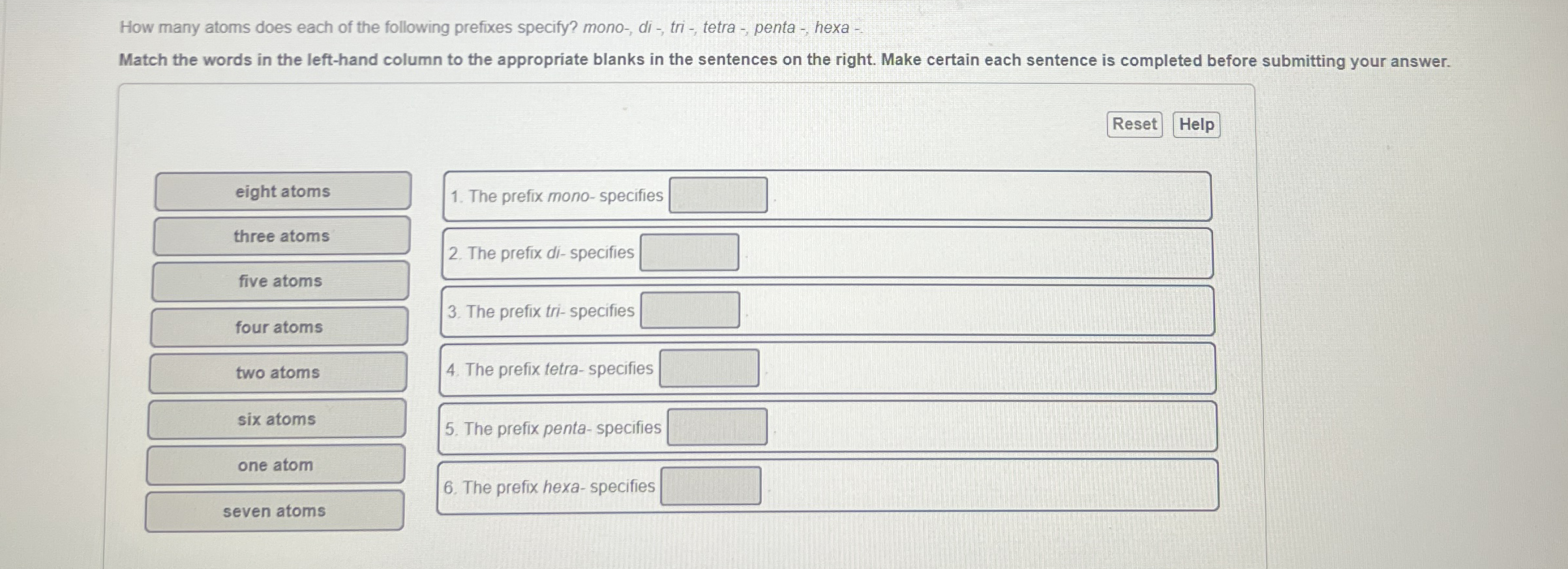 Solved How many atoms does each of the following prefixes | Chegg.com