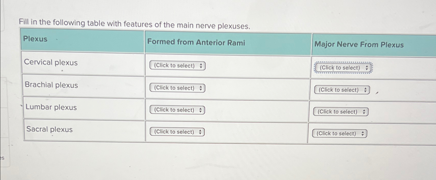 Solved Fill in the following table with features of the main | Chegg.com