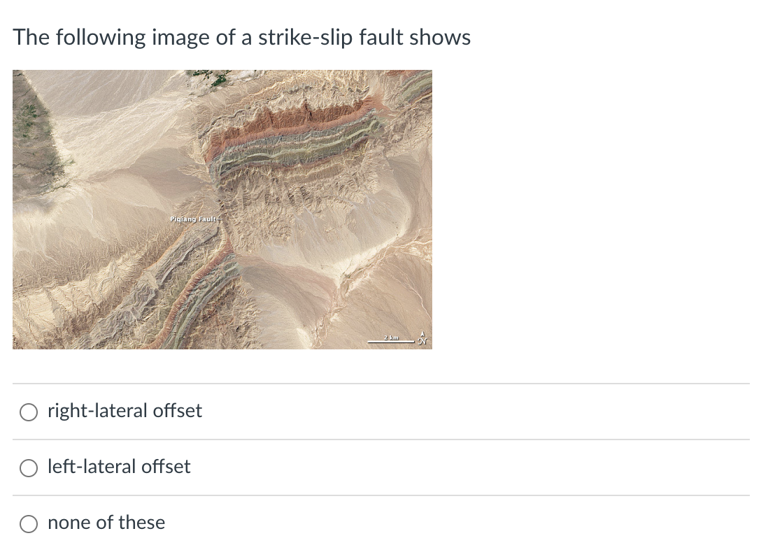 The following image of a strike-slip fault | Chegg.com