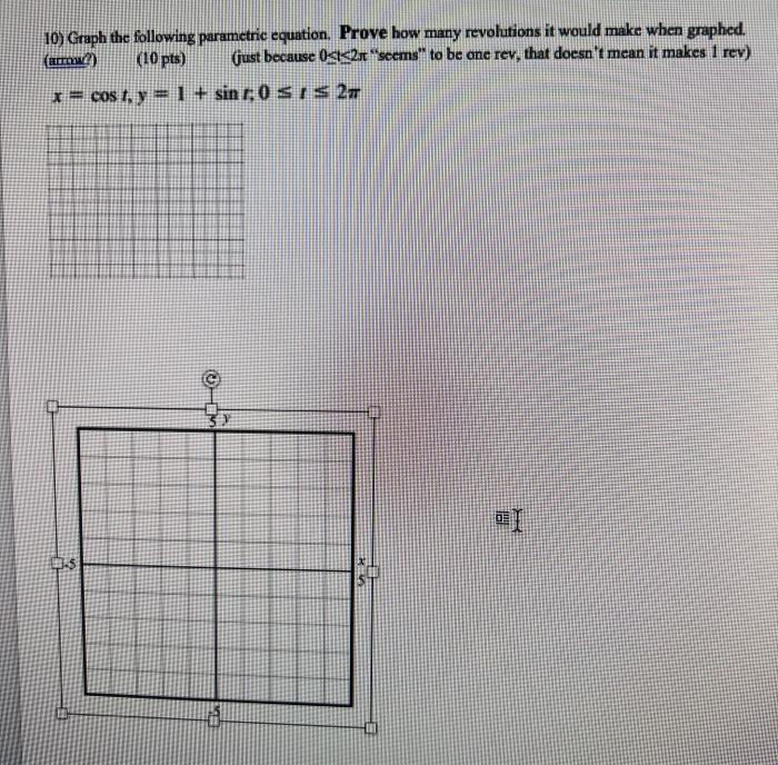 Solved 10) Graph the following parametric equation. Prove | Chegg.com