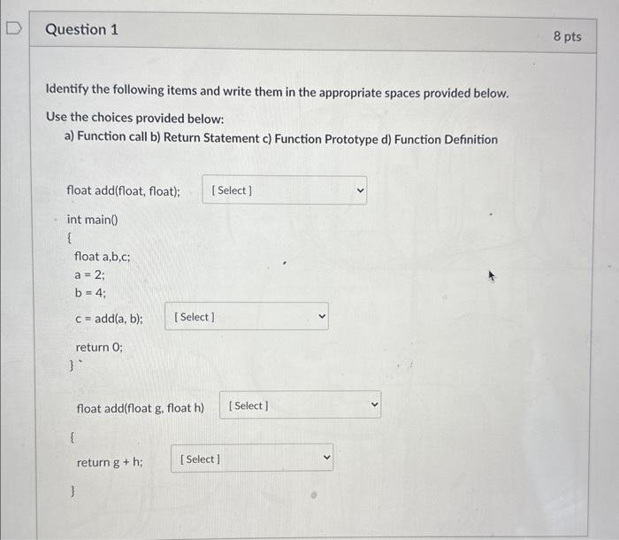 Solved Identify the following items and write them in the | Chegg.com
