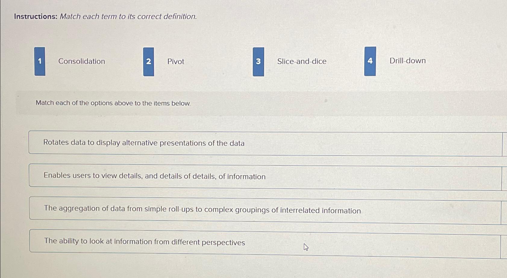 Solved Instructions: Match each term to its correct | Chegg.com