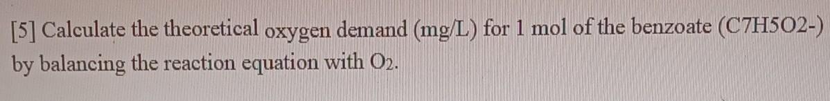 Solved Calculate the theoretical oxygen demand (mg/L) for 1 | Chegg.com