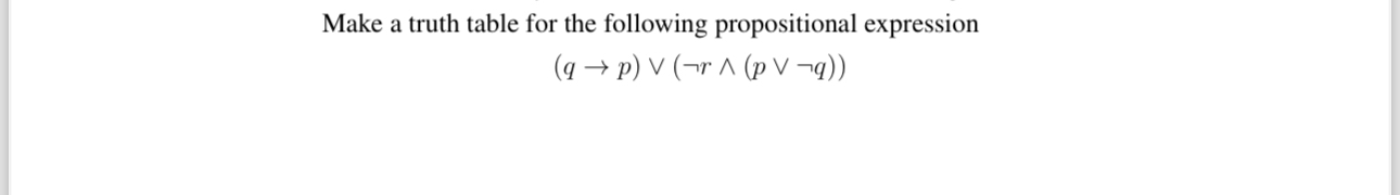 Solved Make a truth table for the following propositional | Chegg.com