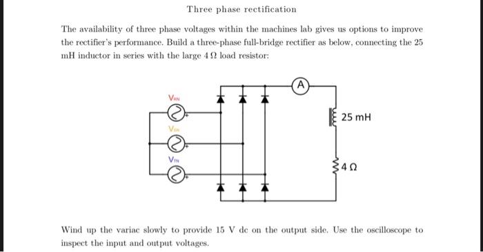 Solved Three phase rectification The availability of three | Chegg.com