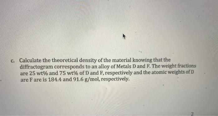 Solved C. Calculate the theoretical density of the material | Chegg.com