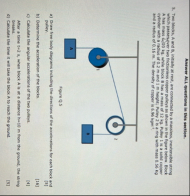 Answer ALL questions in this section.S. ﻿Two blocks, | Chegg.com