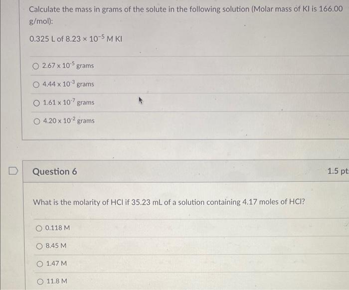 Solved Calculate the mass in grams of the solute in the | Chegg.com