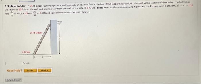 Solved A Sliding Ladder A 25 A ladder leaning against a wall | Chegg.com