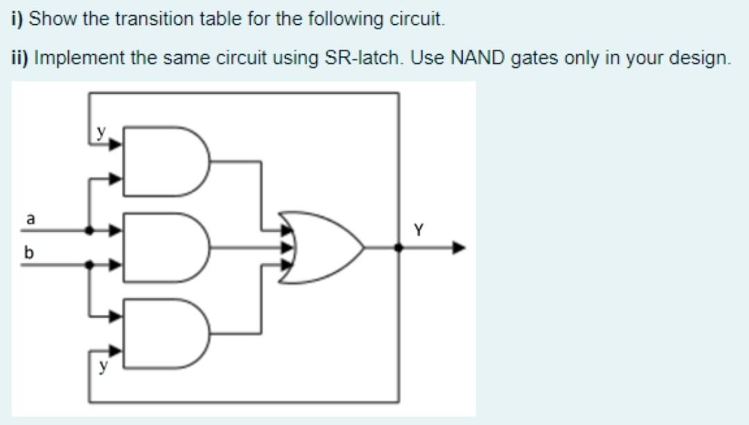 Solved i) Show the transition table for the following | Chegg.com