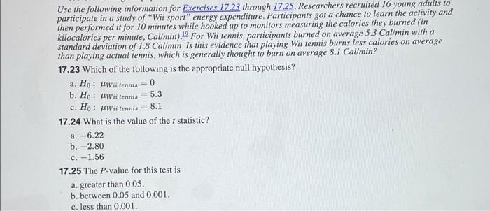 Solved Use the following information for Exercises 17.23 | Chegg.com