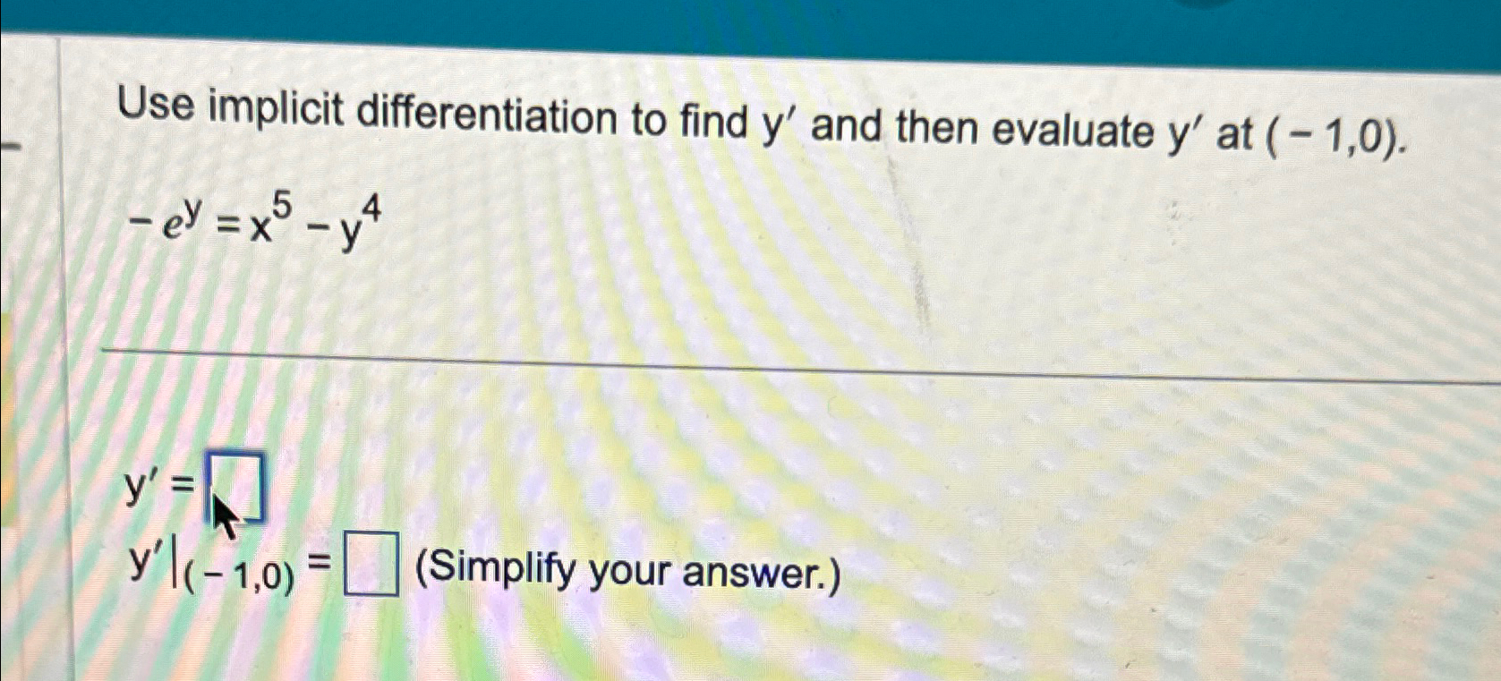 Use implicit differentiation to find y' ﻿and then | Chegg.com