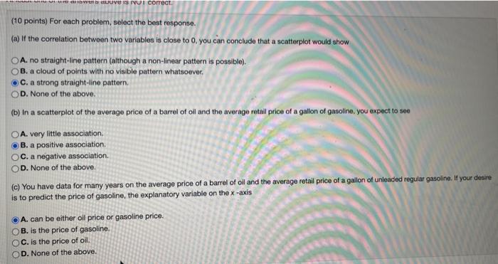 Solved (10 points) For each problem, select the best | Chegg.com